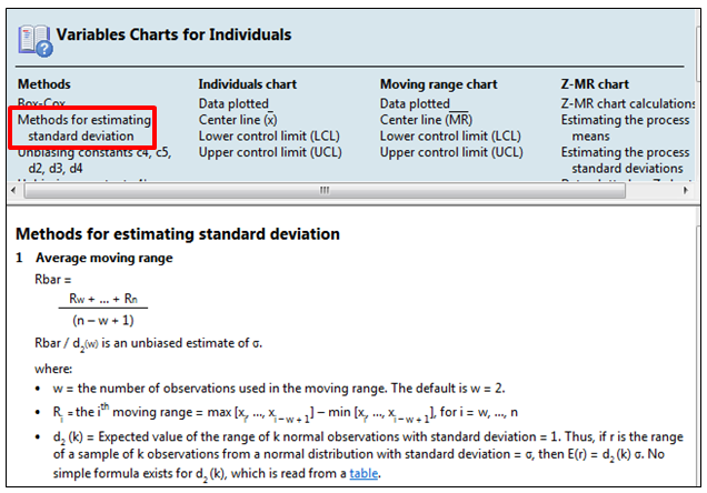 Methods and Formulas: How Are I-MR Chart Control Limits Calculated?